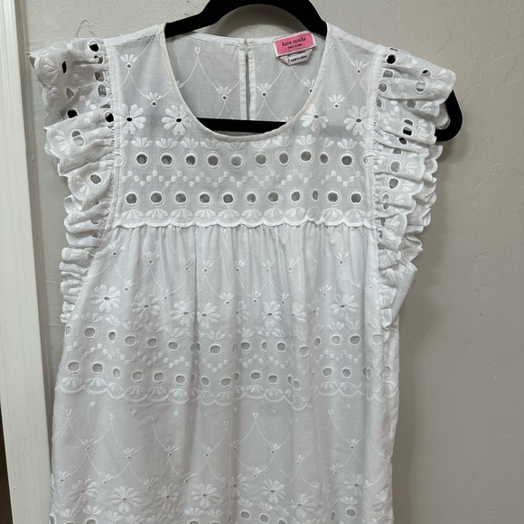 kate spade | Tops | Kate Spade White Eyelet Ruffle Blouse | Poshmark